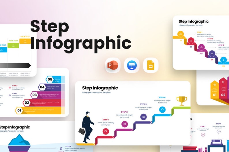 Modern Step Infographic Presentation Template | Visual Step-by-step ...