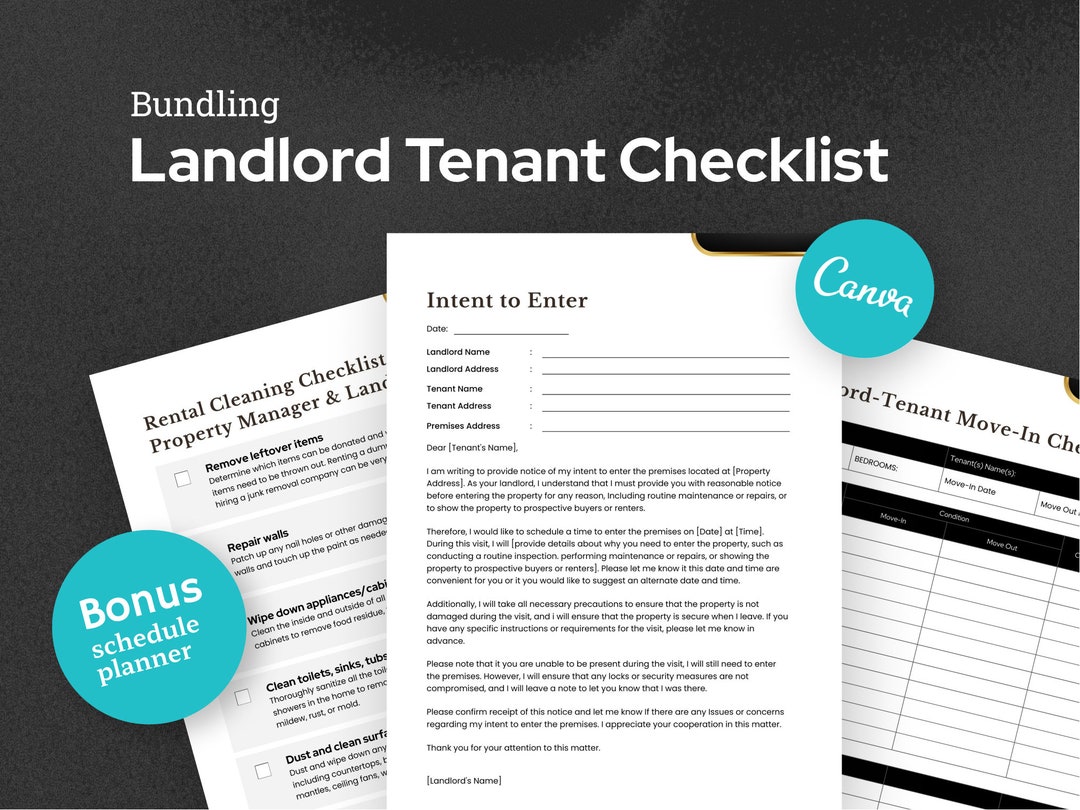 Editable Luxury Landlord Tenant Checklist | Rental Property Management ...