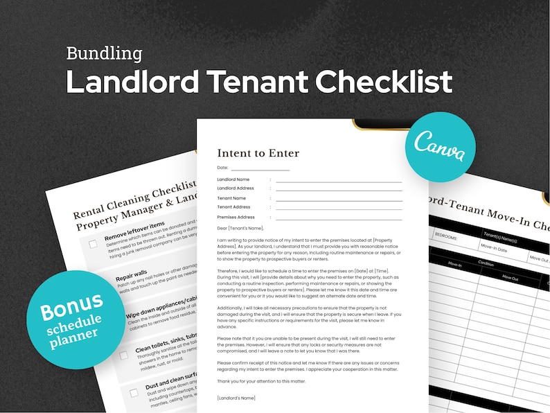 Editable Luxury Landlord Tenant Checklist | Rental Property Management ...