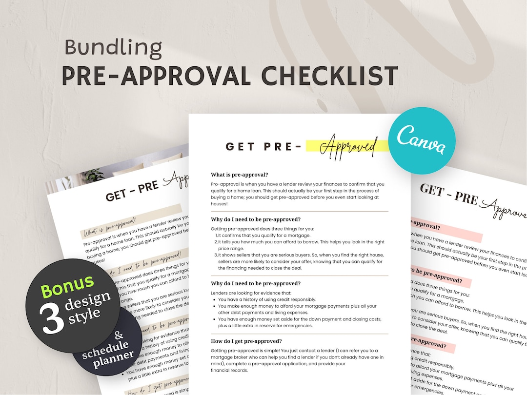Pre-approval Checklist for Real Estate – Mortgage Documents, Loan Prep ...
