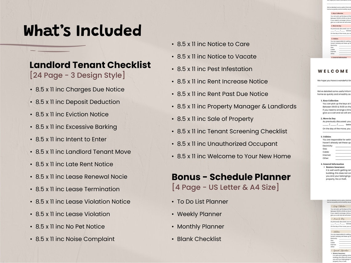 Editable Landlord Tenant Checklist | Rental Property Management Canva ...