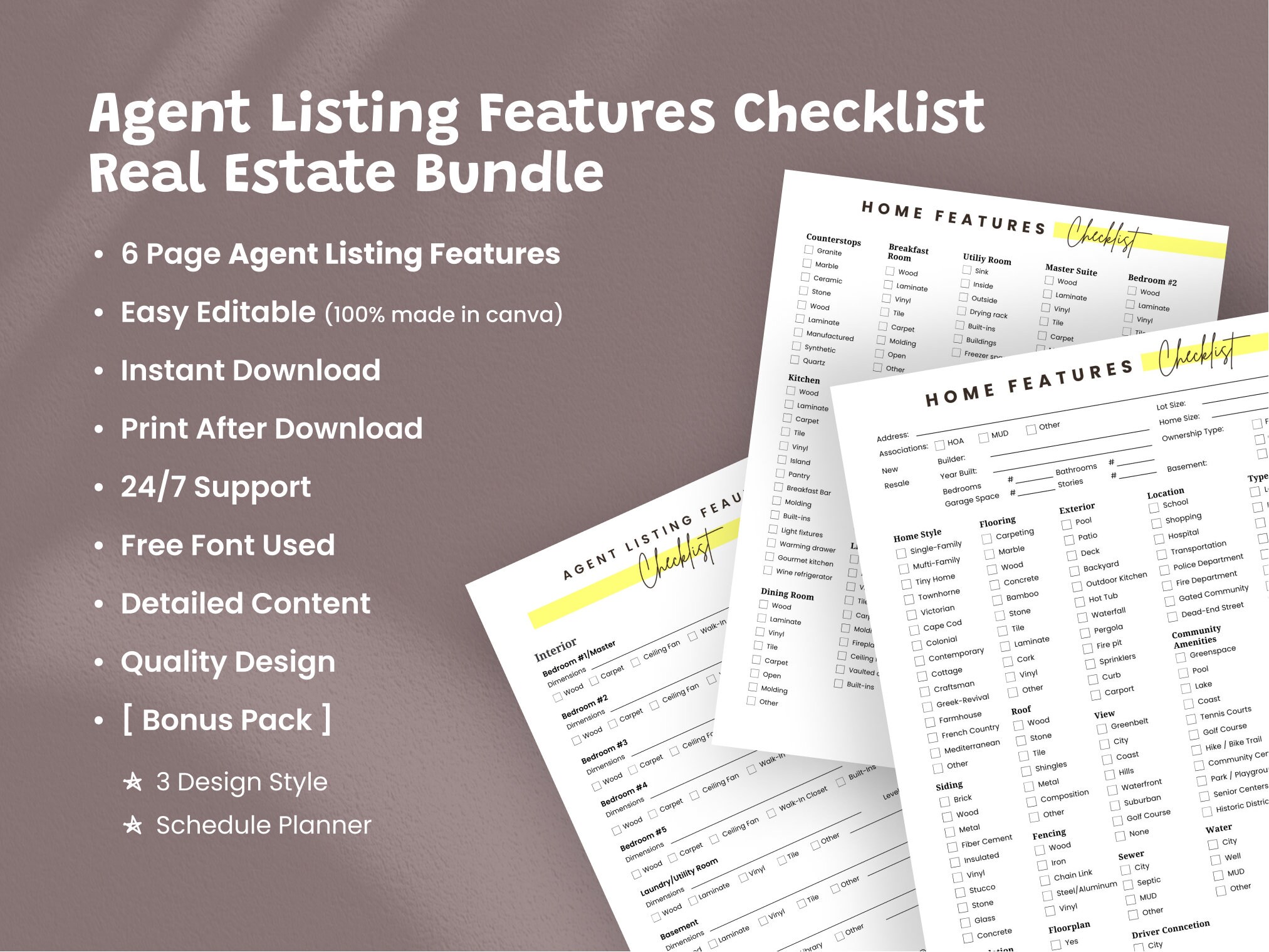 Complete Real Estate Listing Toolkit: Features Checklist, Agent Walkthrough, Listing Agent Walk ...