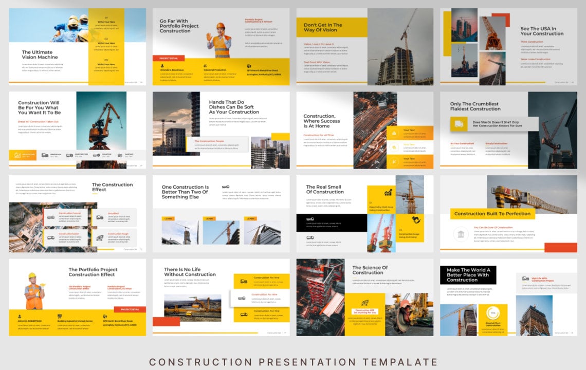 Construction Presentation Template | Building Industry Graphics ...
