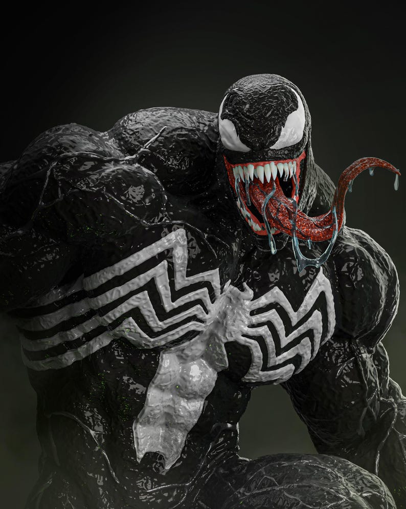 Venom - Marvel Sculpture STL (statue + Bust) | 2 Variant Models ...