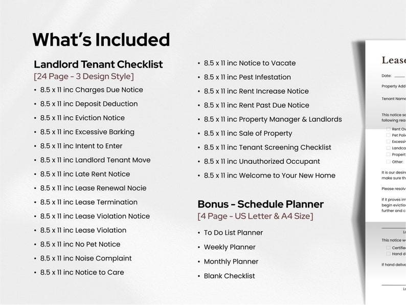 Editable Luxury Landlord Tenant Checklist | Rental Property Management ...