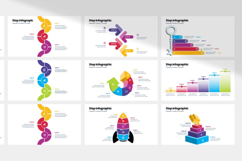 Modern Step Infographic Presentation Template | Visual Step-by-step ...