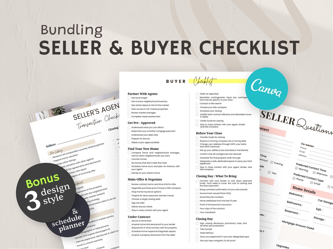 Guide Clients Like a Pro - Real Estate Buyer Seller Checklist Bundle ...