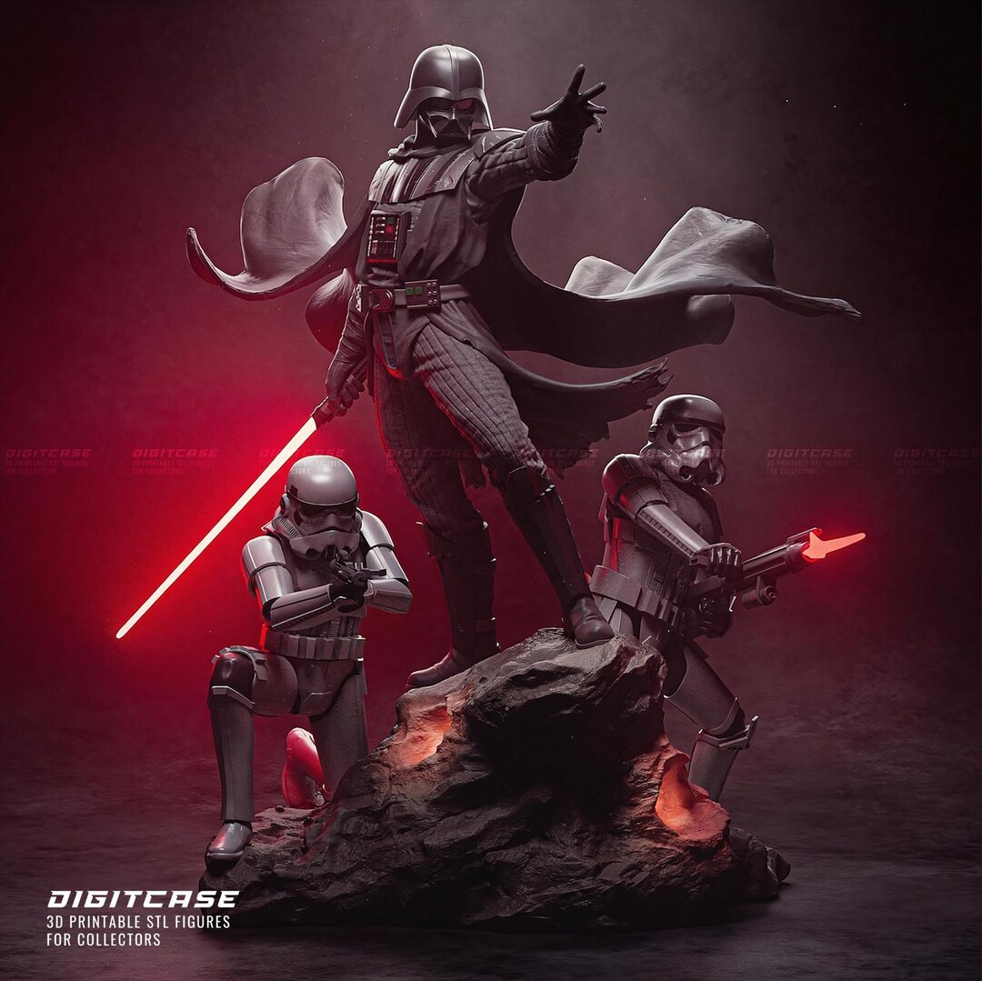 Dark Space Commander STL Model | Armored Squad Diorama With Lava Base ...