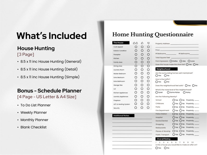 PRINTABLE Luxury House Hunting Checklist | EDITABLE House Search ...