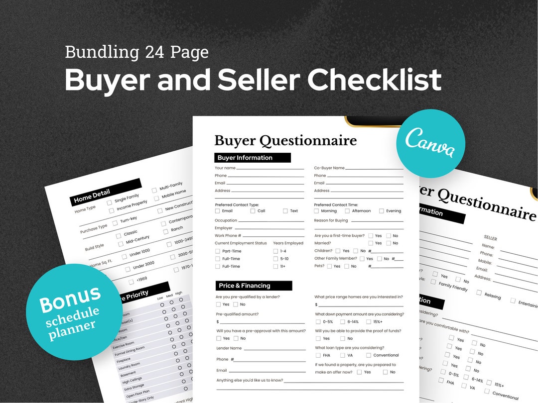 Real Estate Buyer & Seller Checklist: Luxury Marketing Template (canva ...
