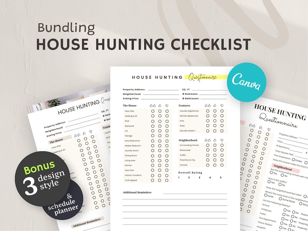 PRINTABLE House Hunting Checklist | EDITABLE House Search Wishlist ...