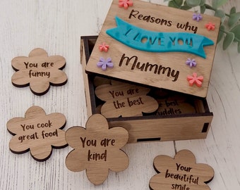10 Reasons Why I Love You Wooden Box and Hearts Personalised Mother's ...