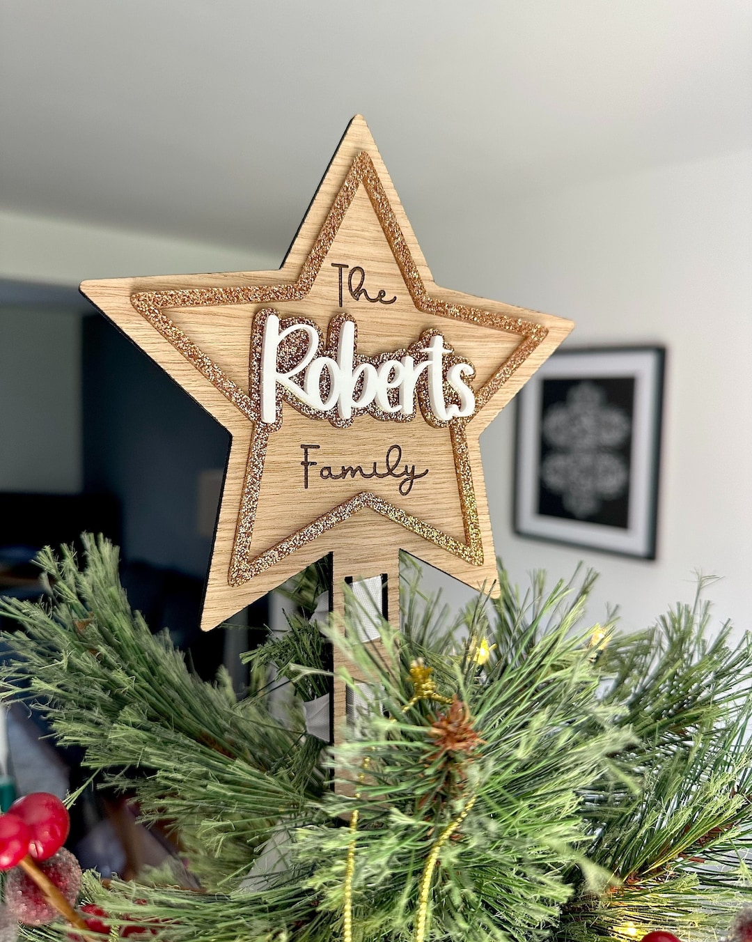 Personalised Christmas Tree Topper for the Family, Star Tree Topper ...