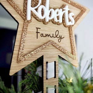 Personalised Christmas Tree Topper for the Family, Star Tree Topper ...
