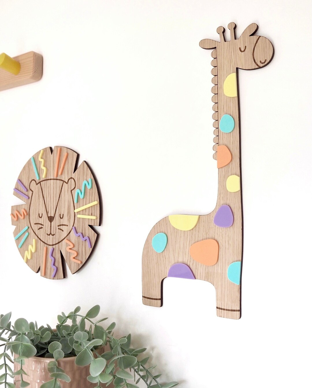 Georgie the Giraffe, Wooden Wall Plaque, Children's Decor, Animal ...