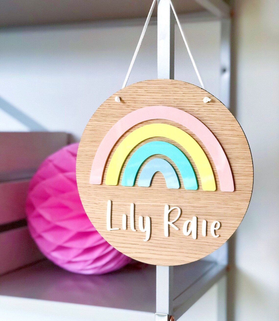 Personalised Wooden Rainbow Plaque With Pastel Acrylic - Etsy