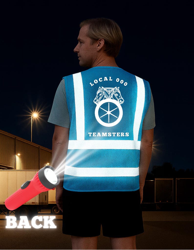 Custom Reflective Safety Vest With Pockets for Teamsters Union Member ...