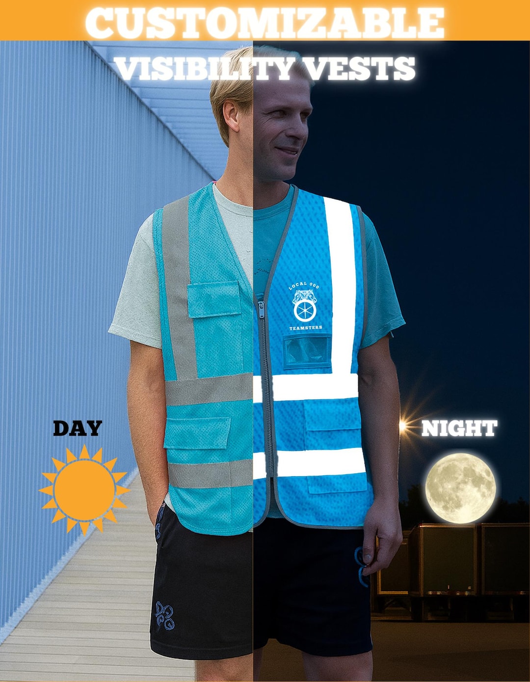 Custom Reflective Safety Vest With Pockets for Teamsters Union Member ...