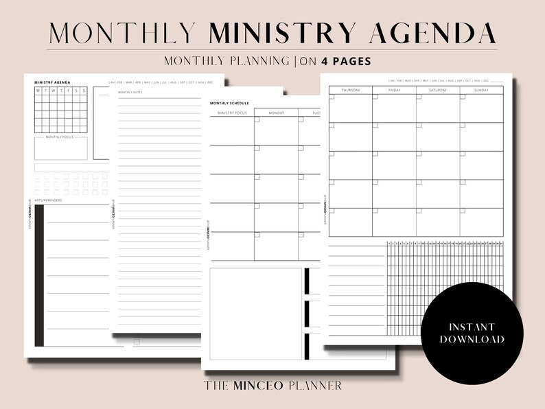 Monthly Ministry Agenda at A Glance With Monthly Tracking, Ministry ...