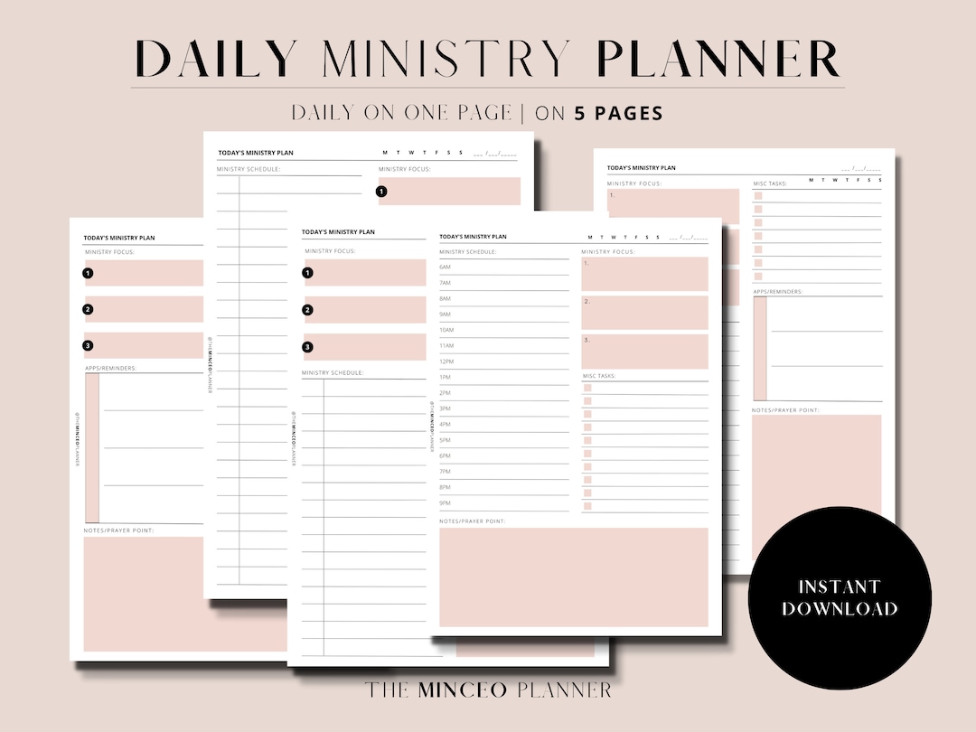Faith-based Daily Planner With Hourly Schedule Printable - Etsy