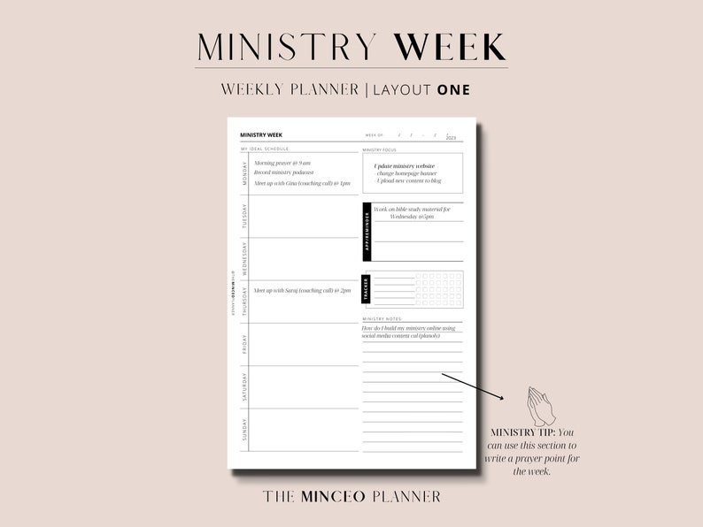 Weekly Faith-based Planner on One Page, Printable Weekly Planning ...