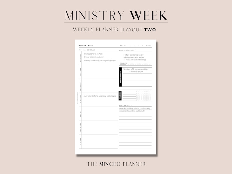 Weekly Faith-based Planner on One Page, Printable Weekly Planning ...
