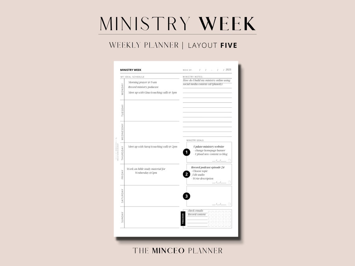 Weekly Faith-based Planner on One Page, Printable Weekly Planning ...