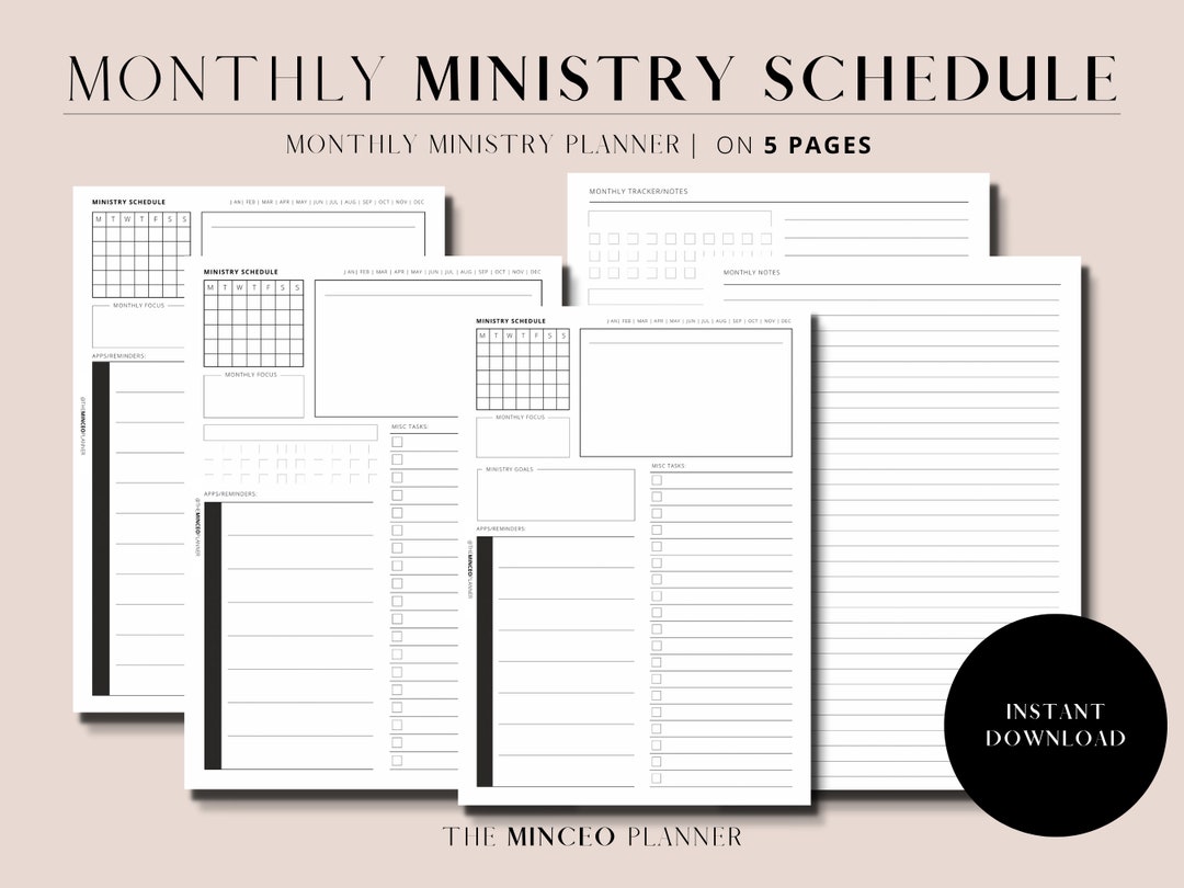 Ministry Scheduler, All-in-one Monthly Planner for Small Businesses ...
