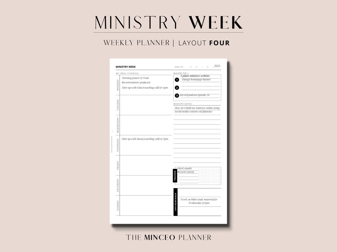 Weekly Faith-based Planner on One Page, Printable Weekly Planning ...