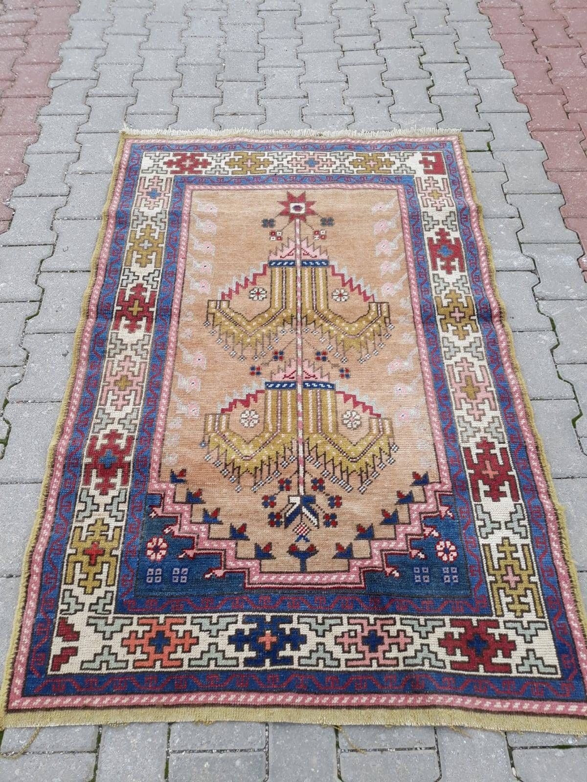 Colorful Geometric Wool Bohemian Rug Handmade Livingroom Rug | Etsy