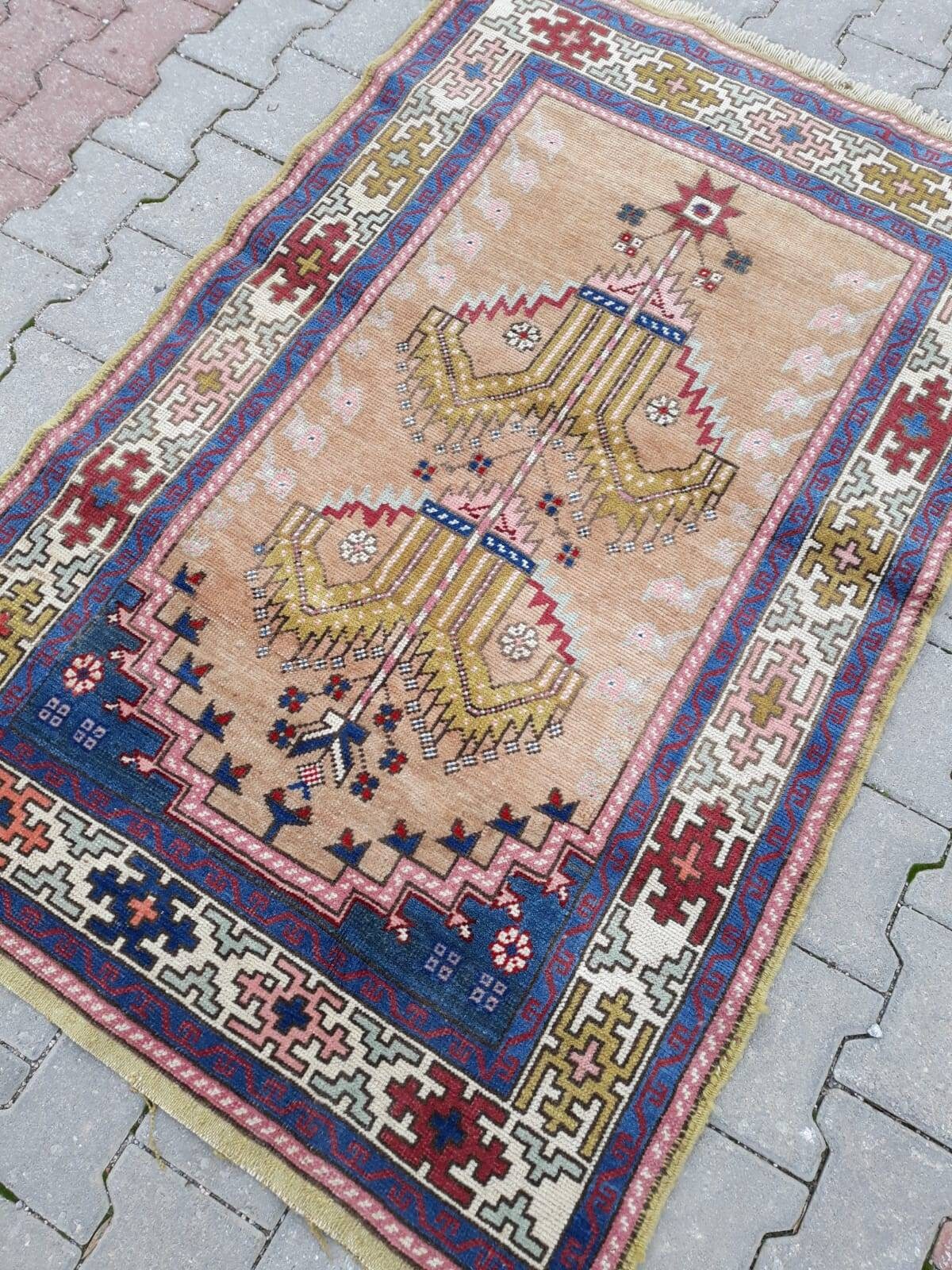 Colorful Geometric Wool Bohemian Rug Handmade Livingroom Rug | Etsy