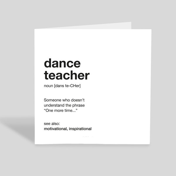 Dance Teacher Card - Etsy