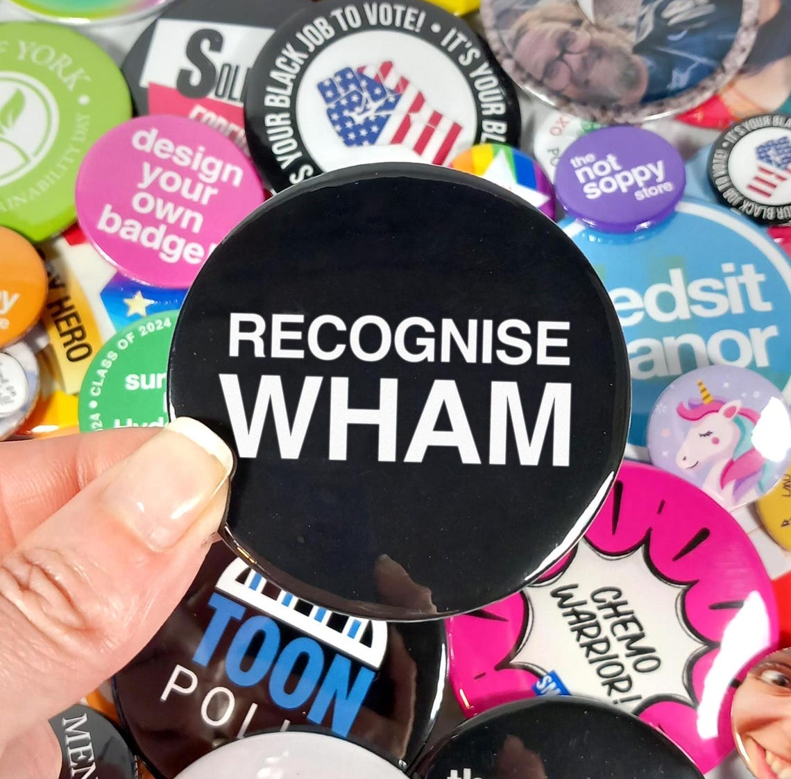 Recognise Wham Button Badge Pin - Etsy