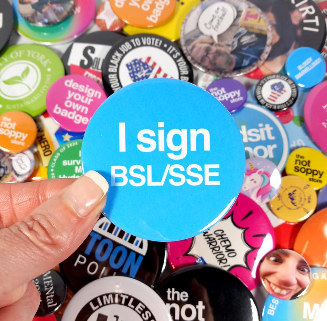 I Sign BSL/BSE Button Pin Badge - Etsy