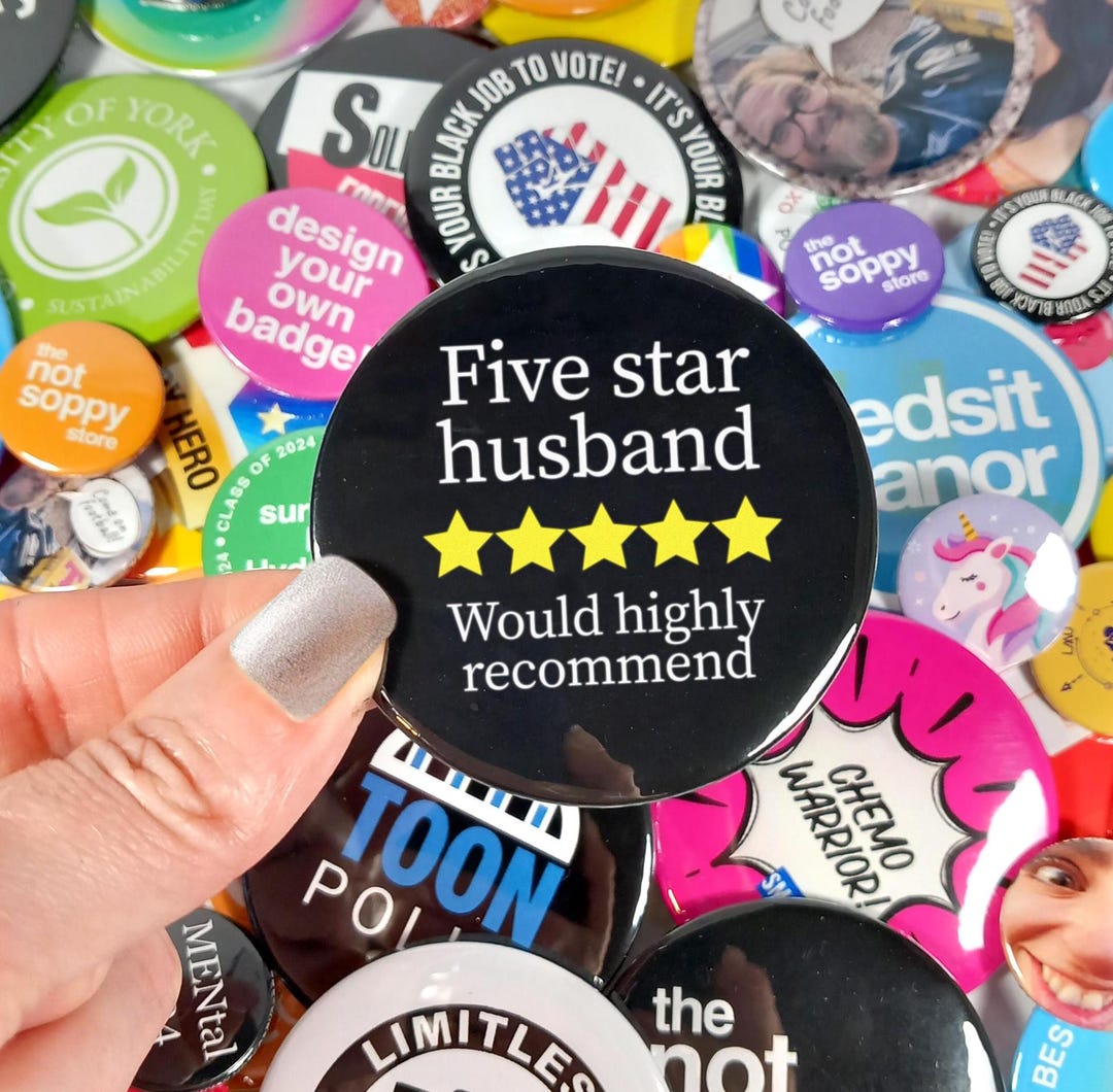 5 Star Husband Rating Pin Button Badge, Five Star Husband Performance ...