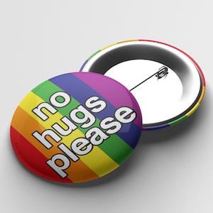 No Hugs Button Pin Badge - Etsy UK