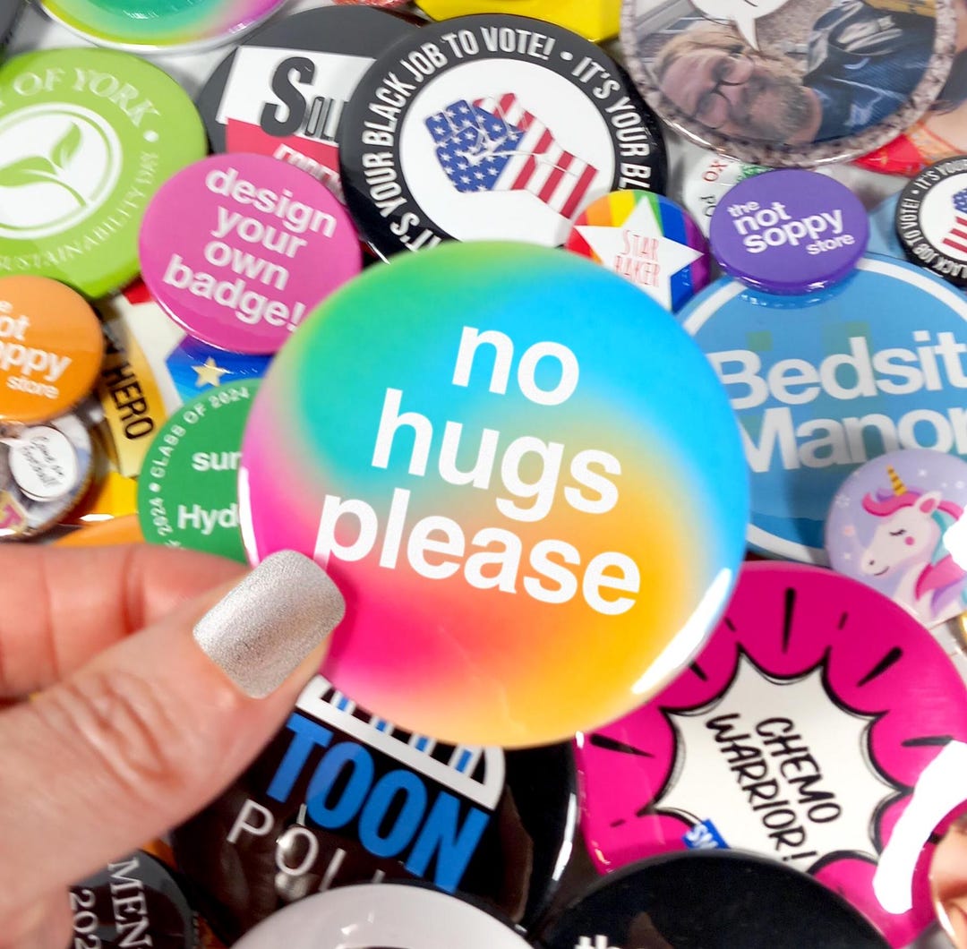 No Hugs Button Pin Badge - Etsy
