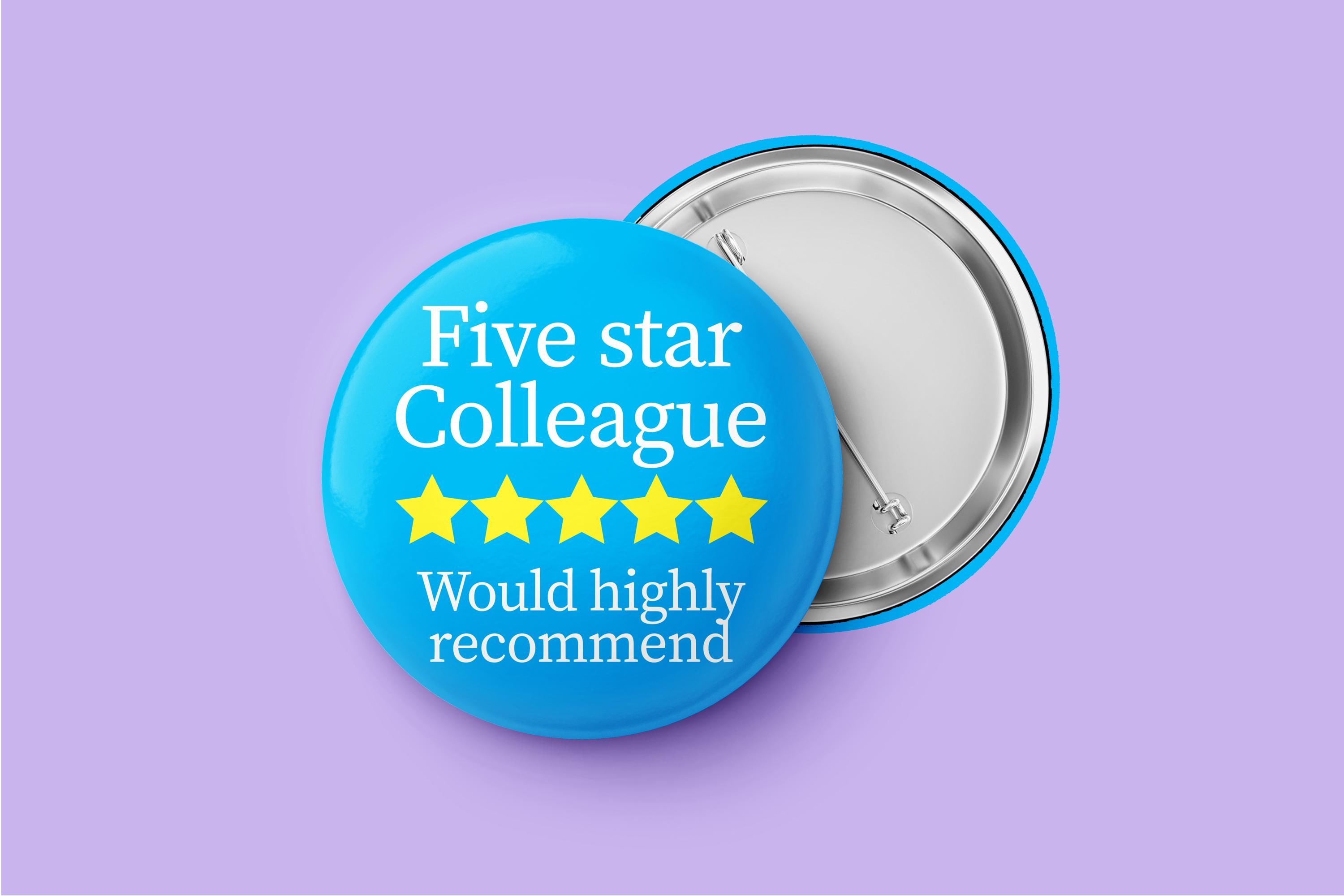 Five Star Colleague Pin Button Badge - Work Leaving Present - Etsy