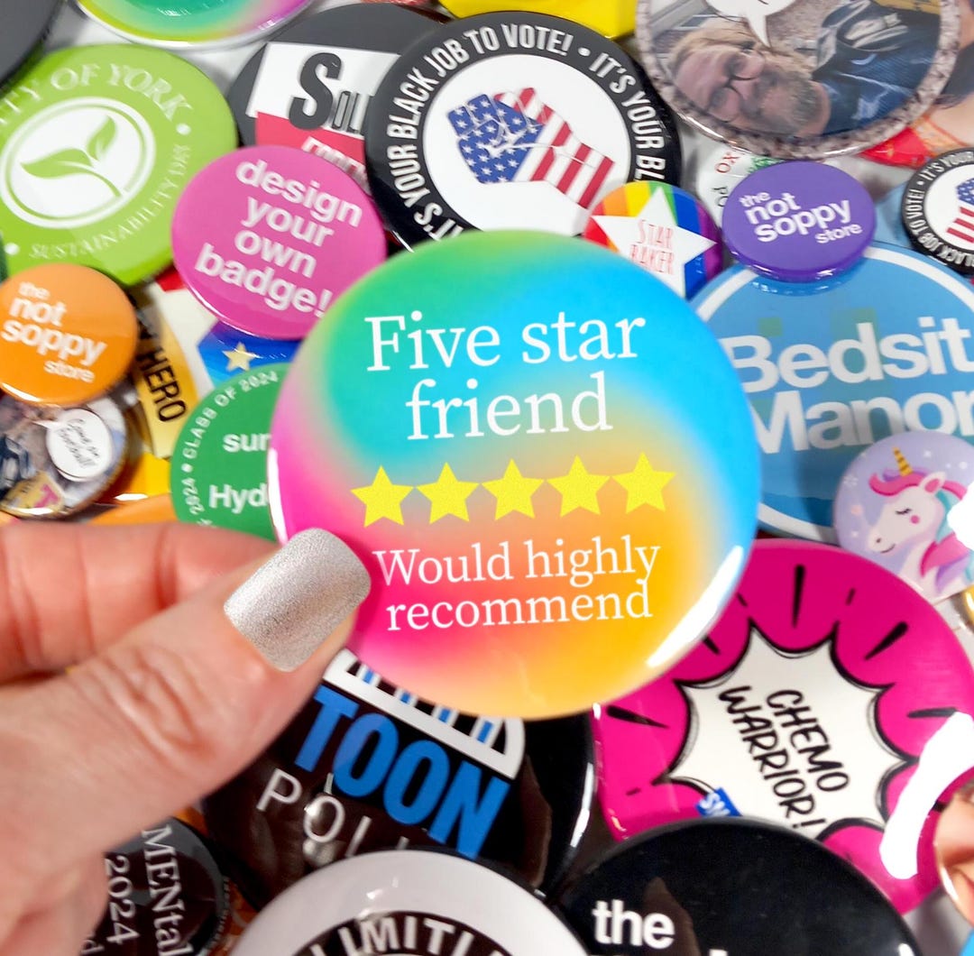 5 Star Friend, Friend Five Star Rating Pin Button Badge - Etsy