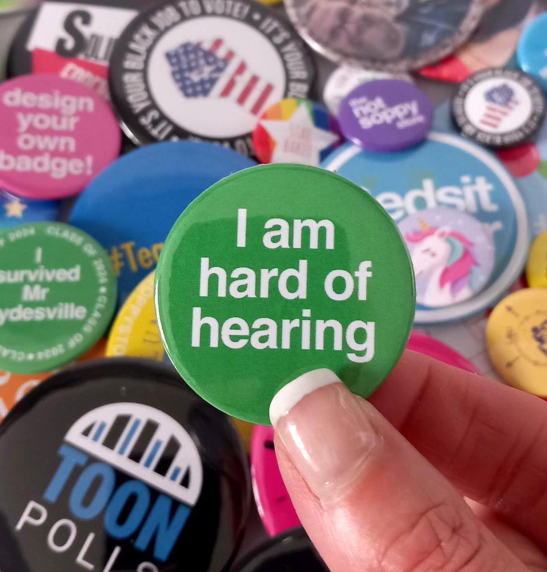 Hard of Hearing Button Badge - Etsy UK