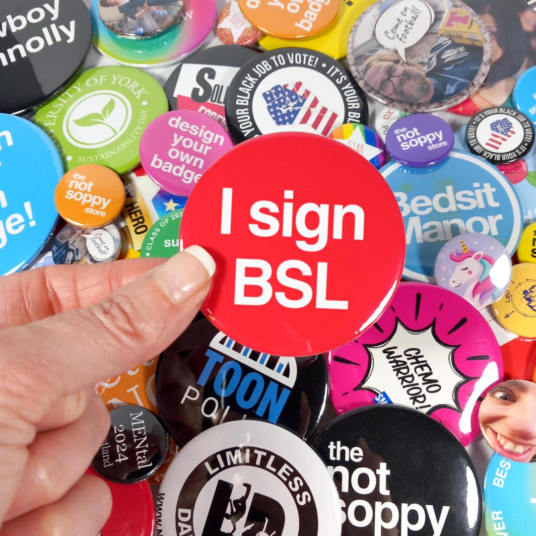 I Sign BSL Button Pin Badge - Etsy