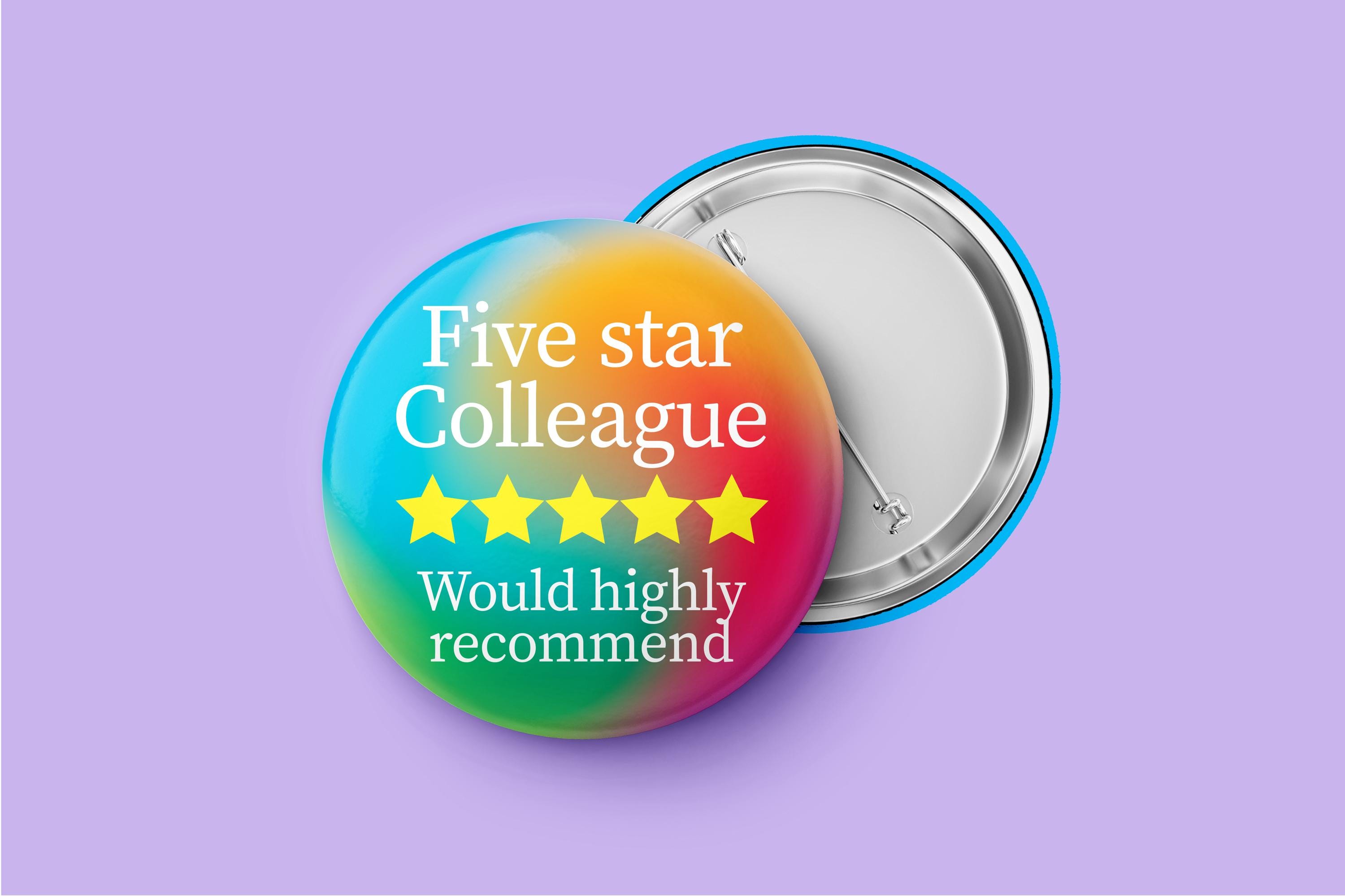 Five Star Colleague Pin Button Badge - Work Leaving Present - Etsy