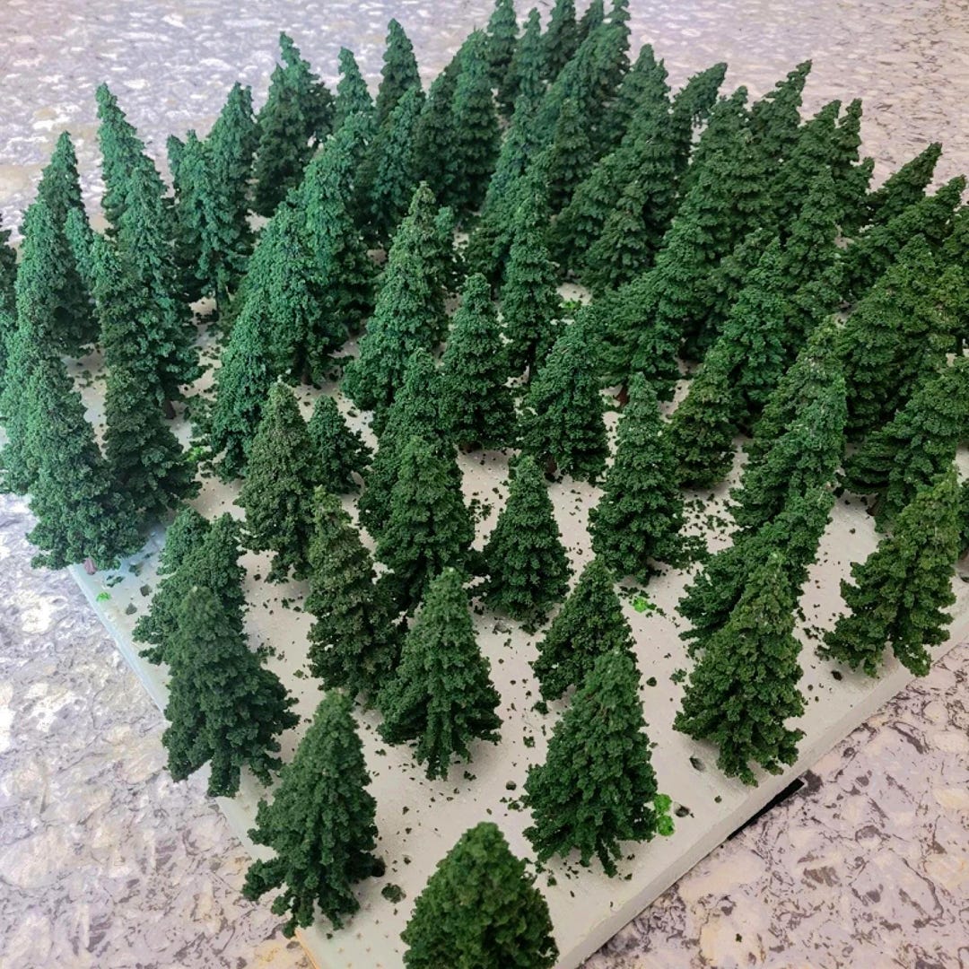 Miniature Pine Trees: Dark Green Model Scenery for Dioramas - 5pcs - Etsy