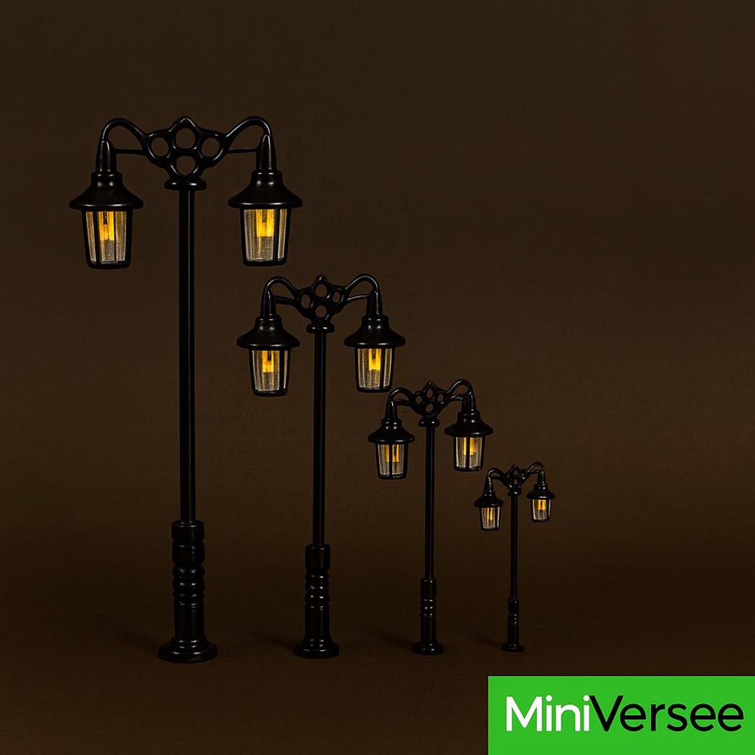 5pcs N Scale LED Lamp Posts - Model Double Railway Street Lights ...