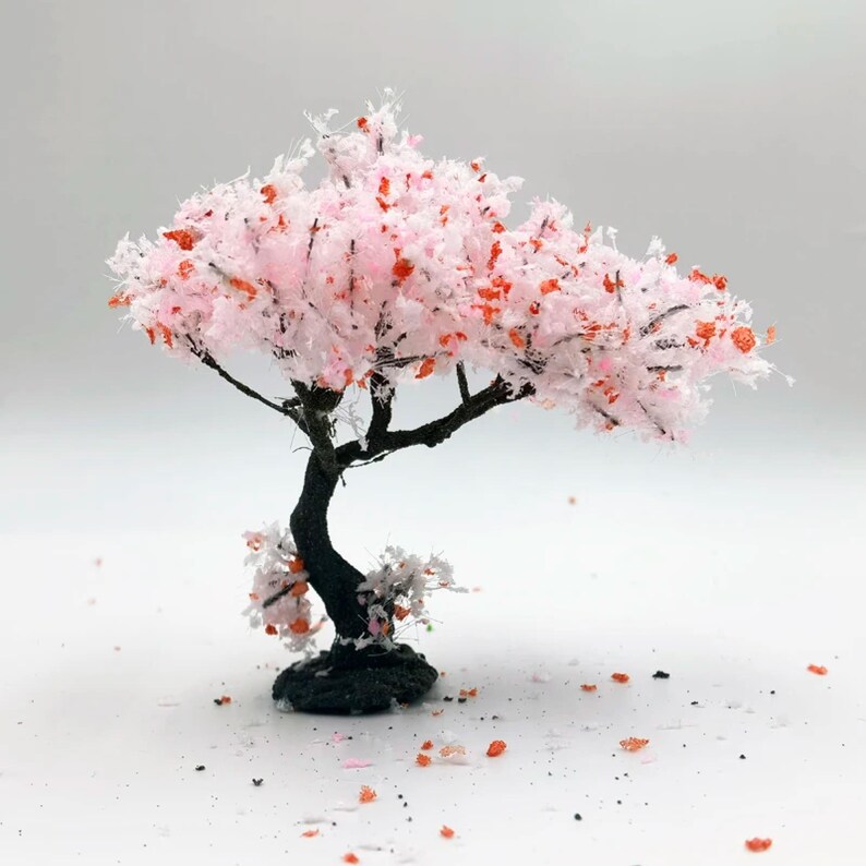 Miniature Cherry Blossom Tree Model: Handmade Diorama & Fairy Garden ...