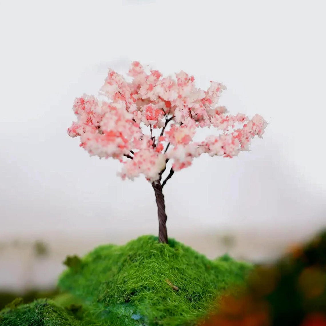 10 Pcs Miniature Cherry Blossom Tree: HO Scale Diorama Scenery (65mm ...