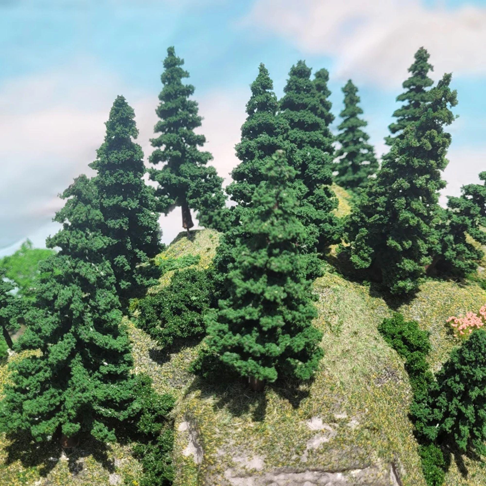 Miniature Pine Trees: Dark Green Model Scenery for Dioramas - 5pcs - Etsy