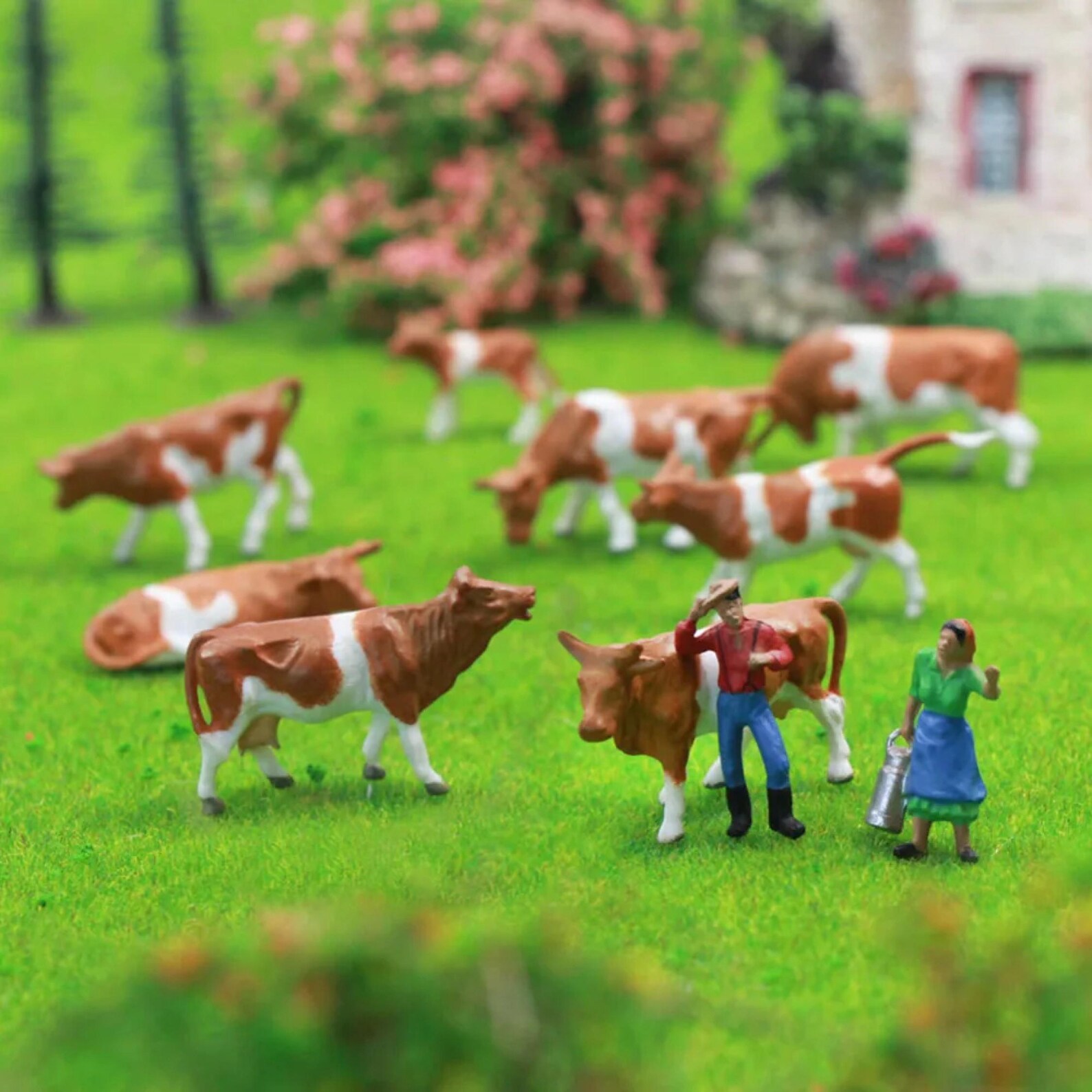 36pcs 72pcs HO Scale 1/87 Farm Animals Shepherd Figures Painted Cows ...