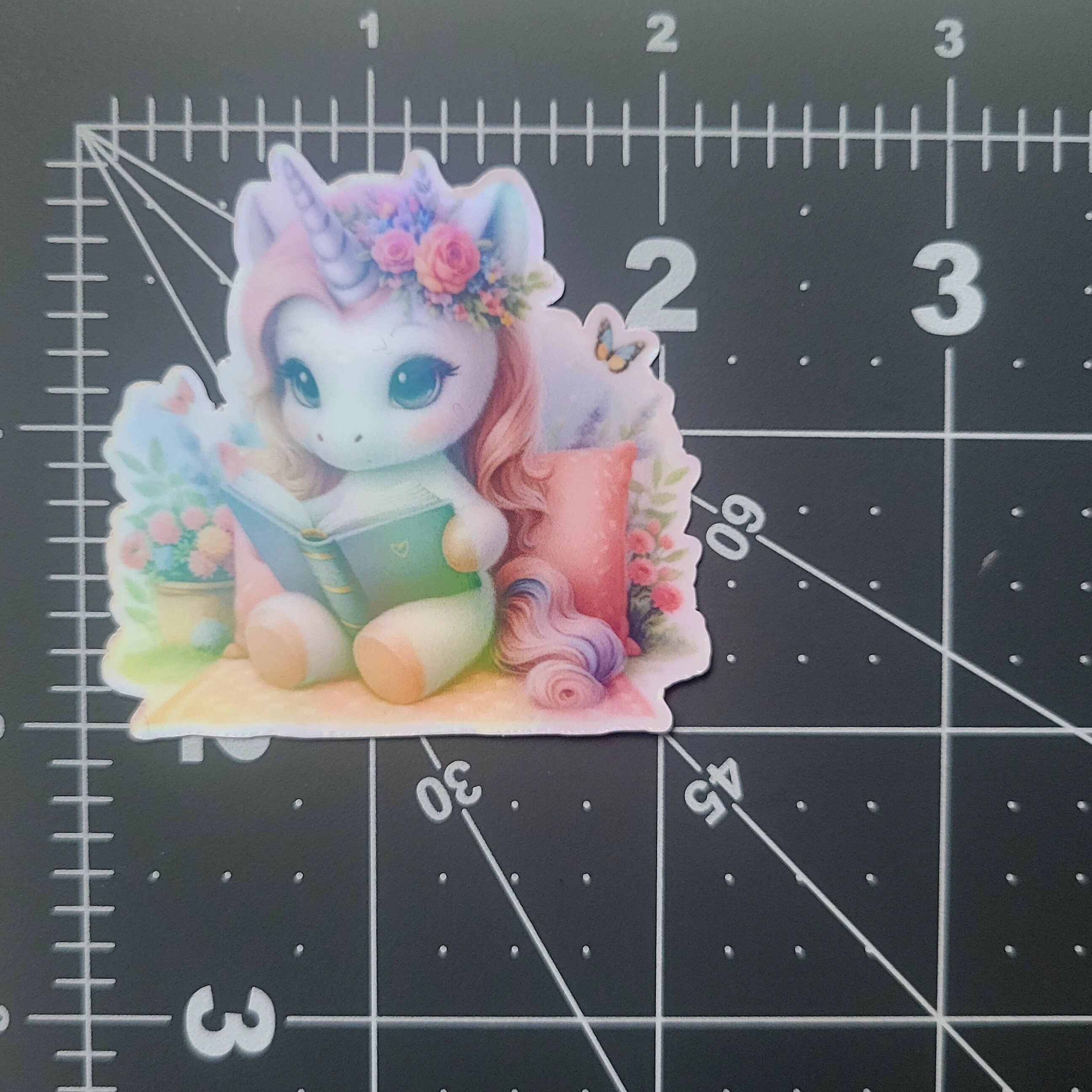 Holographic Reading Unicorn Sticker Pack 6 - Etsy
