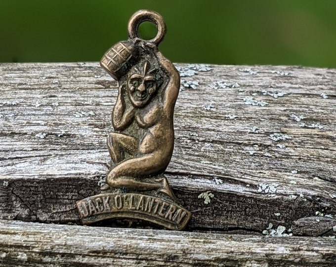 Rare Vintage Brass Jack O Lantern Cornish Pixie Pendant Whimsical ...